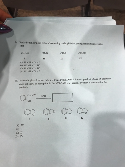 Solved Rank The Following In Order Of Decreasing