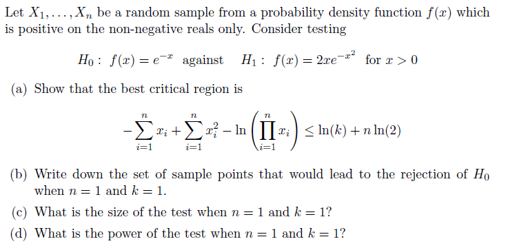 Solved Let X1, ..., Xn be a random sample from a probability | Chegg.com