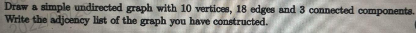 Solved Draw a simple undirected graph with 10 vertices, 18 | Chegg.com