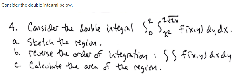 Solved Consider the double integral below. 4. Consider the | Chegg.com
