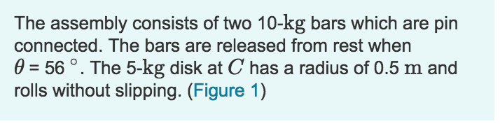 Solved The assembly consists of two 10-kg bars which are pin | Chegg.com