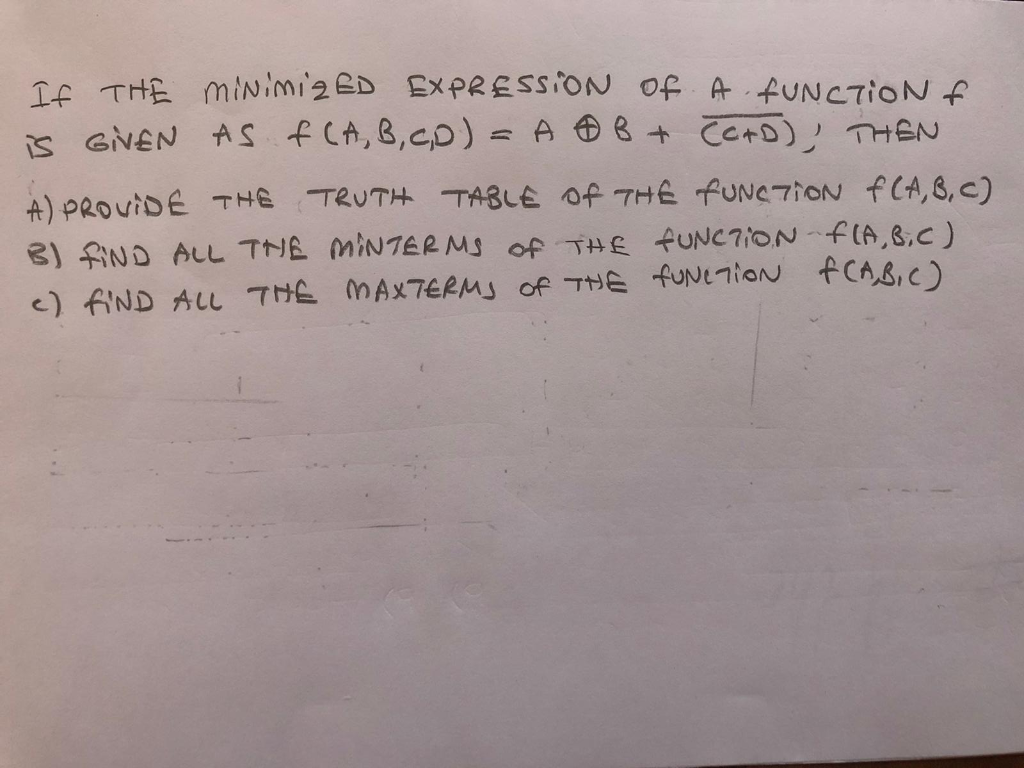 Solved IS THE MiNimiZED EXPRESSION OF A FUNCTION f. is GIVEN | Chegg.com