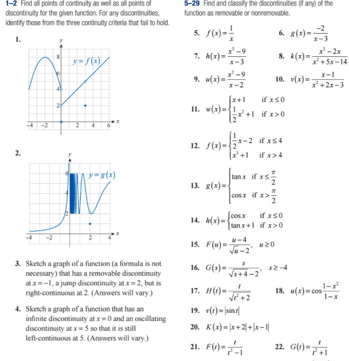 Solved 1-2 Find all points of continuity as well as all | Chegg.com