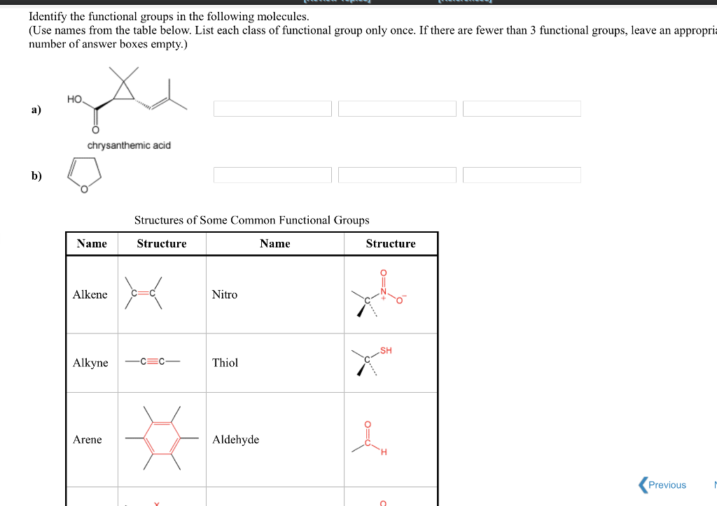 Solved Identify the functional groups in the following | Chegg.com