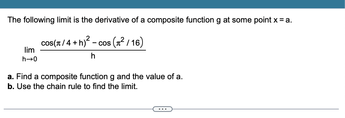 Solved The following limit is the derivative of a composite | Chegg.com