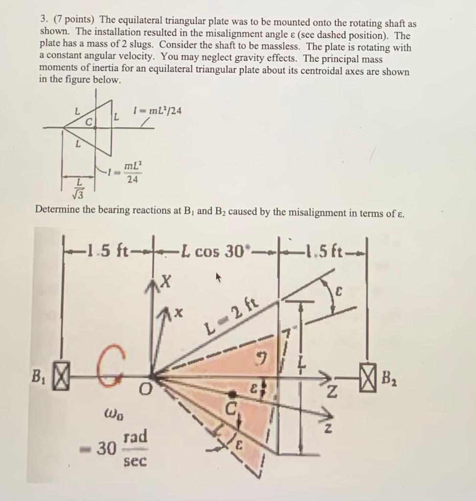 Solved 3. (7 points) The equilateral triangular plate was to | Chegg.com