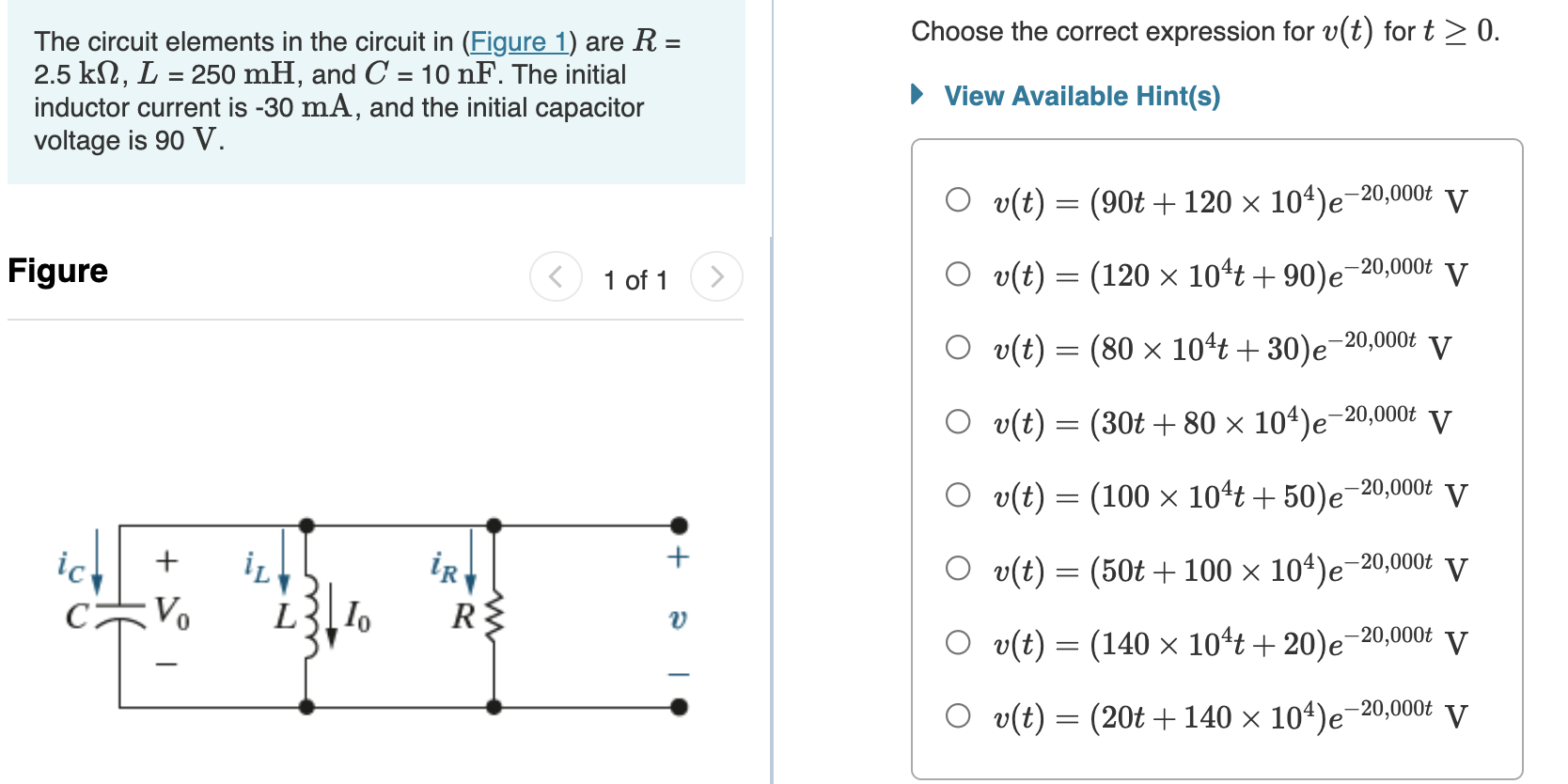 Solved The circuit elements in the circuit in । are R= | Chegg.com