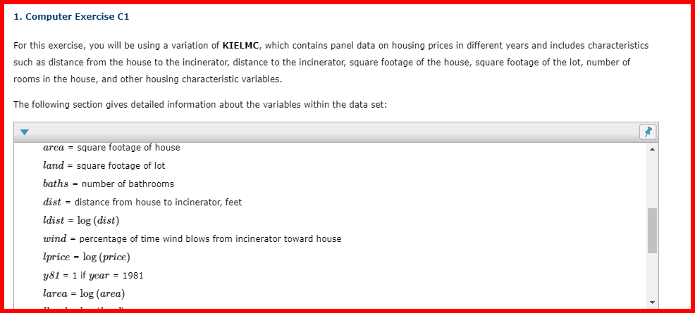 Solved 1. Computer Exercise C1 For this exercise, you will | Chegg.com