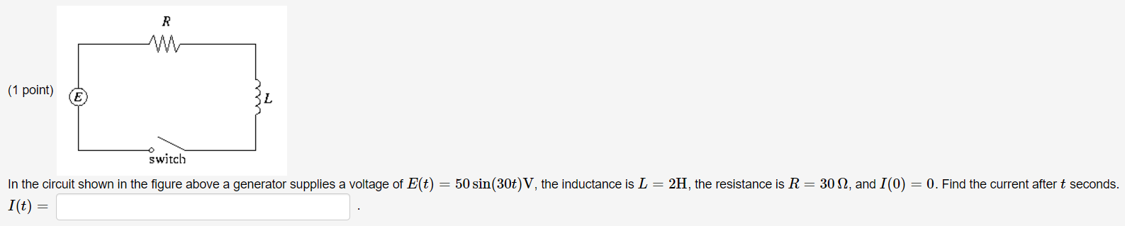 Solved R (1 point) switch In the circuit shown in the figure | Chegg.com