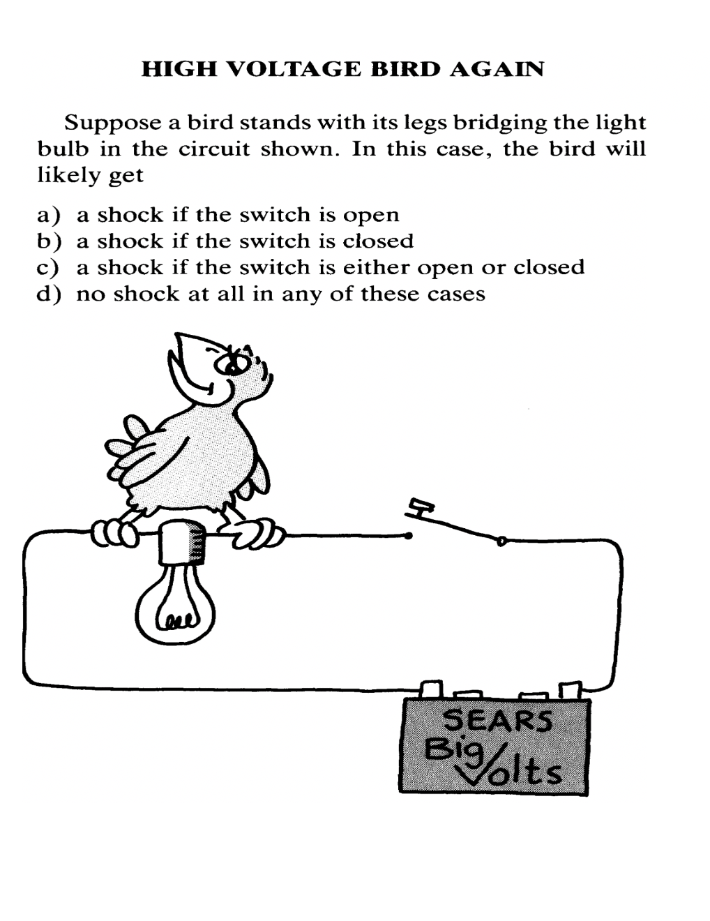 Solved HIGH VOLTAGE BIRD AGAIN Suppose a bird stands with | Chegg.com