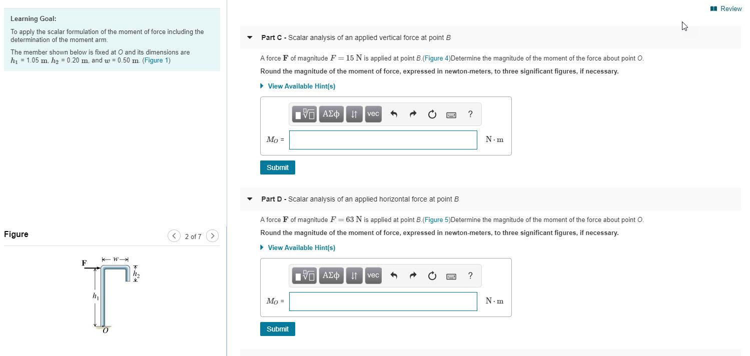 Solved Review Part A - Scalar analysis of an applied | Chegg.com