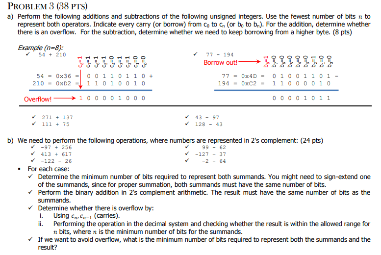 Solved PROBLEM 3 (38 PTS) a) Perform the following additions | Chegg.com