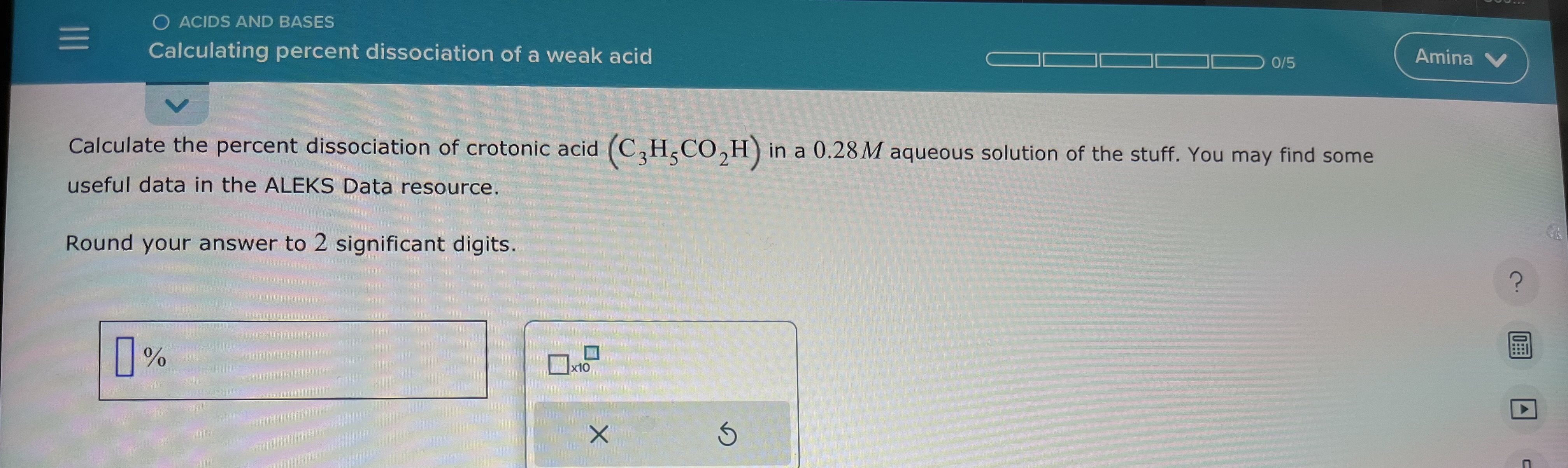 Solved Calculate the percent dissociation of crotonic acid | Chegg.com