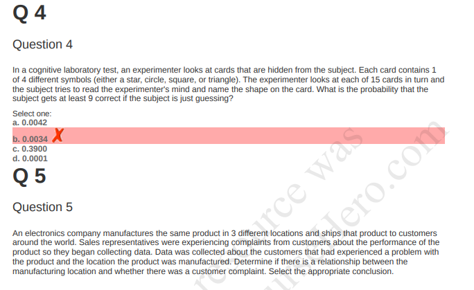 Solved Q4 Question 4 In a cognitive laboratory test, an | Chegg.com