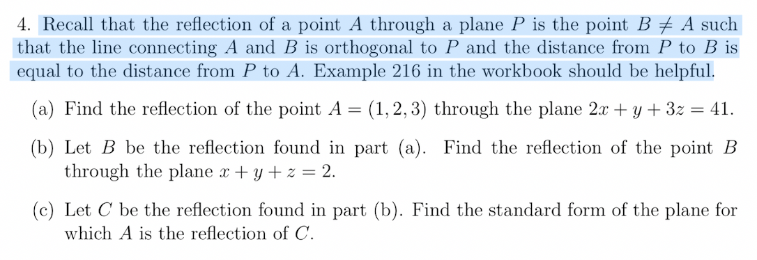Solved 4. Recall that the reflection of a point A through a | Chegg.com