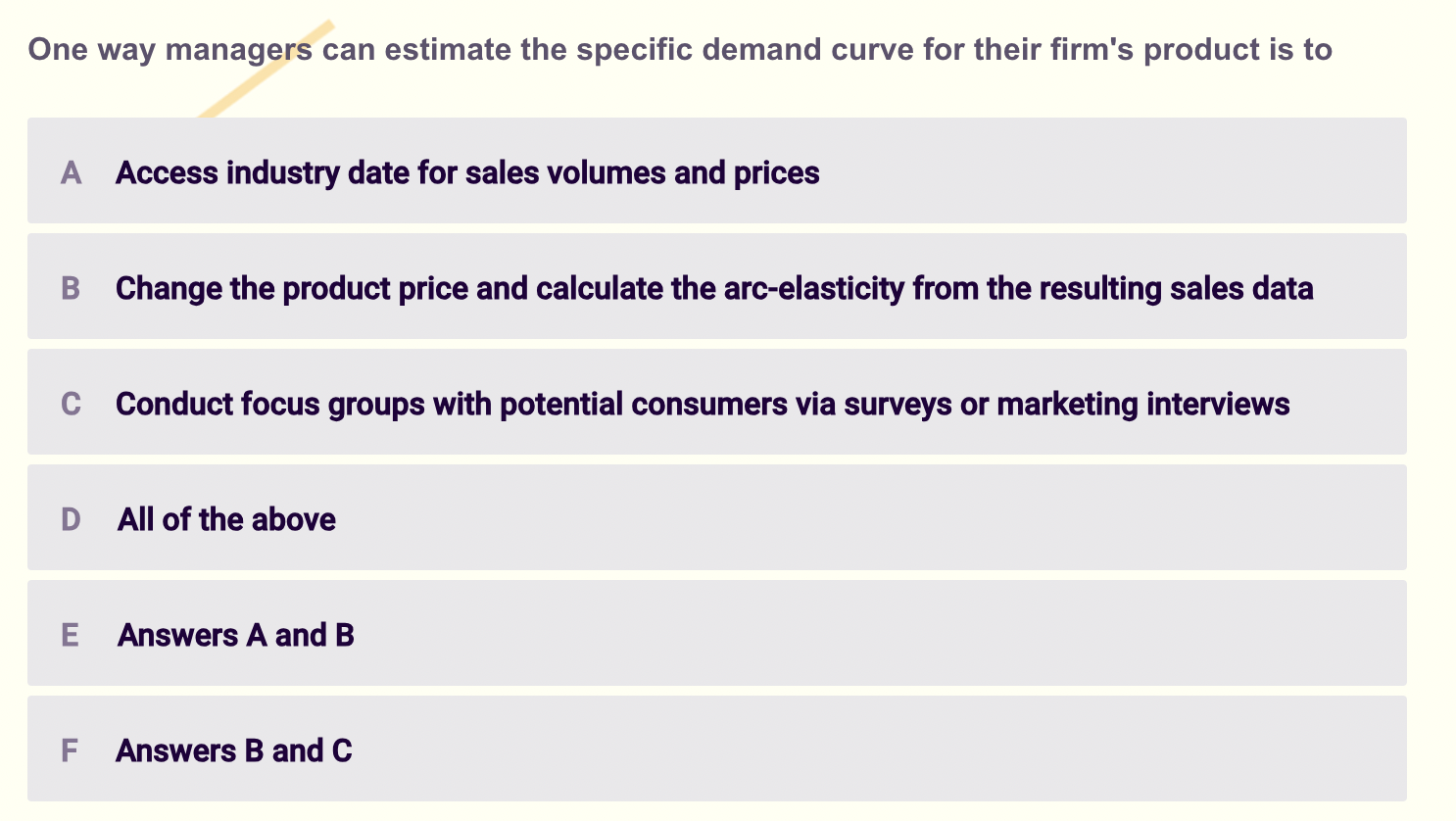 Solved One way managers can estimate the specific demand | Chegg.com