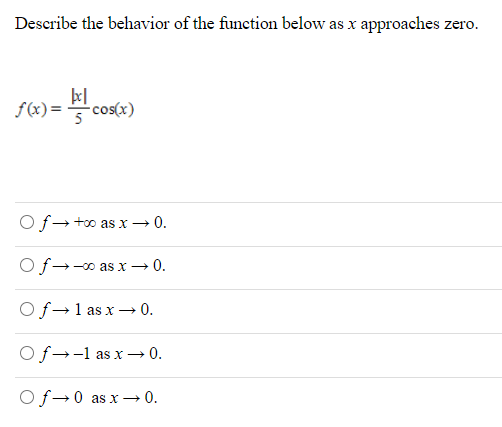 Solved Describe the behavior of the function below as x | Chegg.com