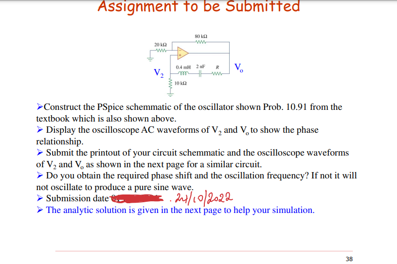 Solved Assignment to be Submitted > Construct the PSpice | Chegg.com