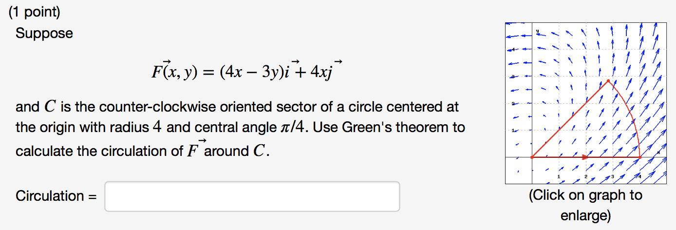 Solved (1 point) Suppose F(x, y) = (4x – 3y)i + 4xj and C is | Chegg.com
