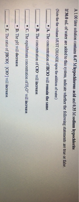 Solved A 1.00 liter solution contains 0.47 M hypochlorous | Chegg.com