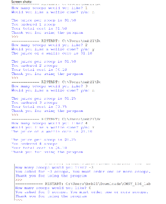 Solved Write a program to take ice cream orders for the Quad | Chegg.com