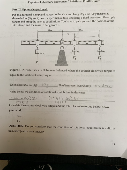 Solved Report on Laboratory Experiment "Rotational | Chegg.com