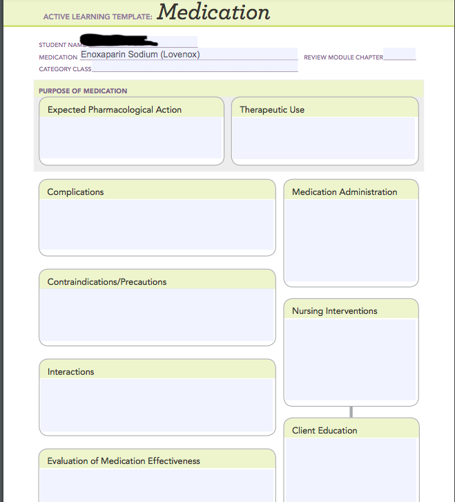 Solved Medication ACTIVE LEARNING TEMPLATE: STUDENT NAME | Chegg.com