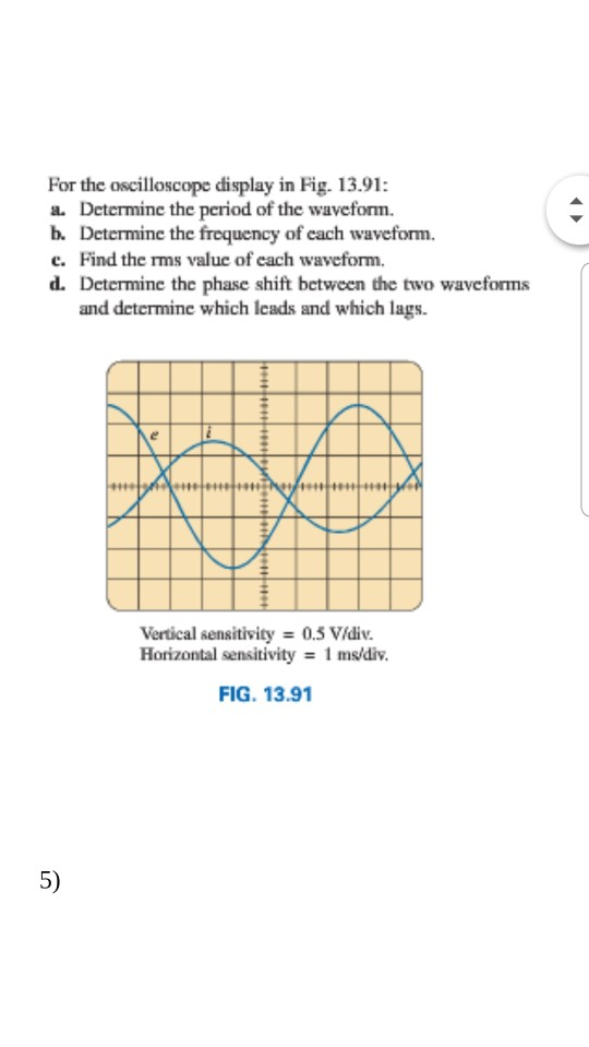 Solved For the Oscilloscope display in Fig. 13.91: a. | Chegg.com