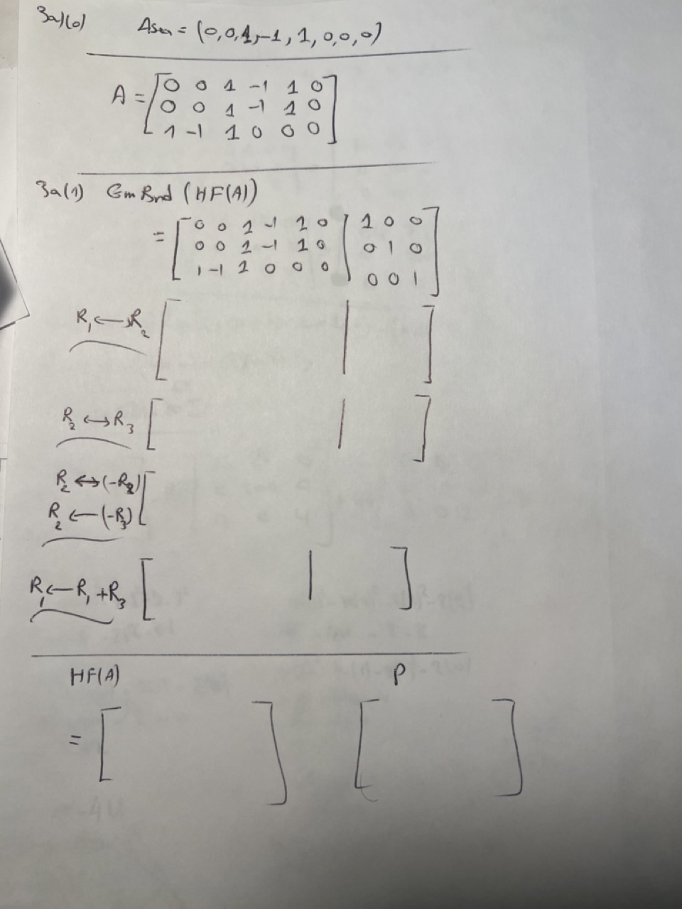 Solved Find the Hermite from HF (A) of the matrix ? Used | Chegg.com