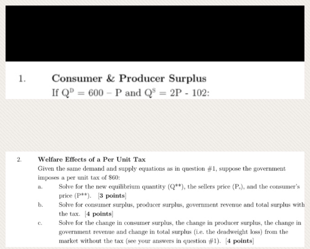 Solved isumer & Producer Surplus If QD-600-P and Qs = | Chegg.com