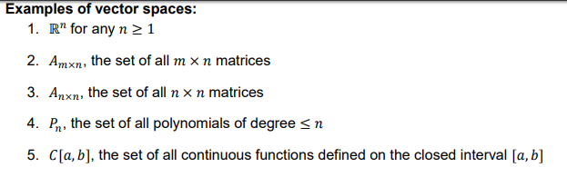Solved Choose one of the vector space examples below and | Chegg.com