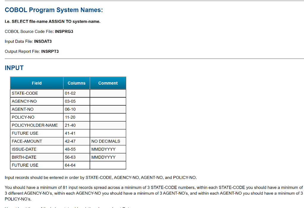 COBOL Program System Names: I.e. SELECT file-name | Chegg.com