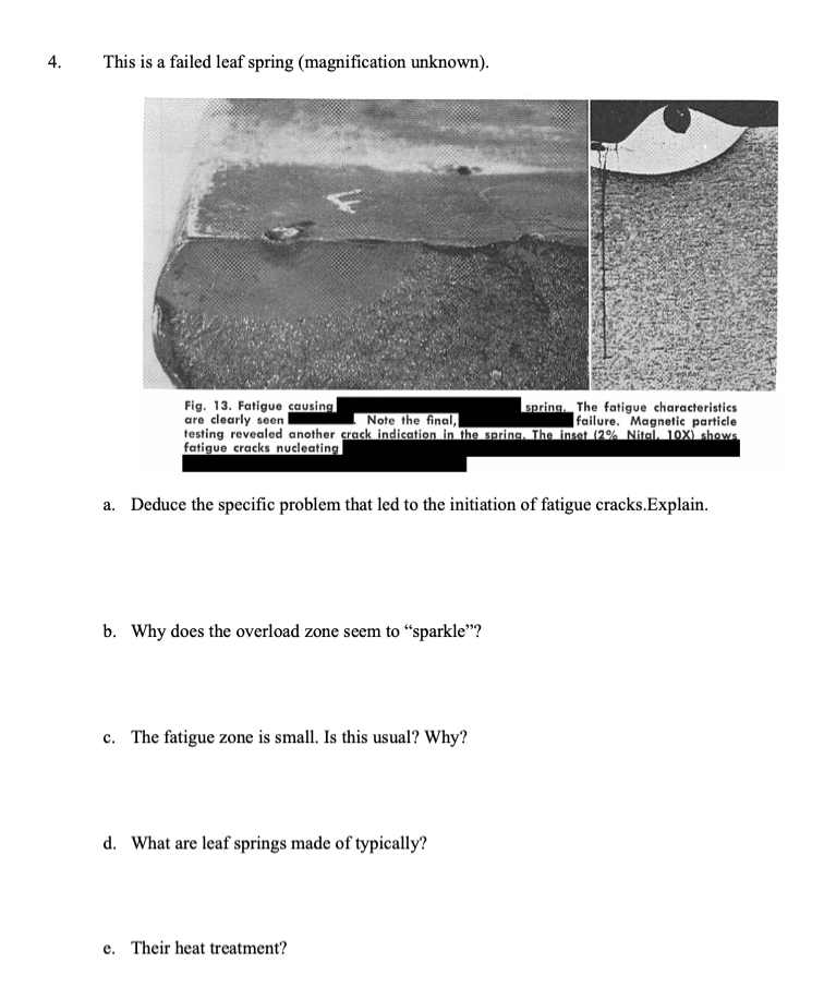 Solved 4. This is a failed leaf spring (magnification | Chegg.com