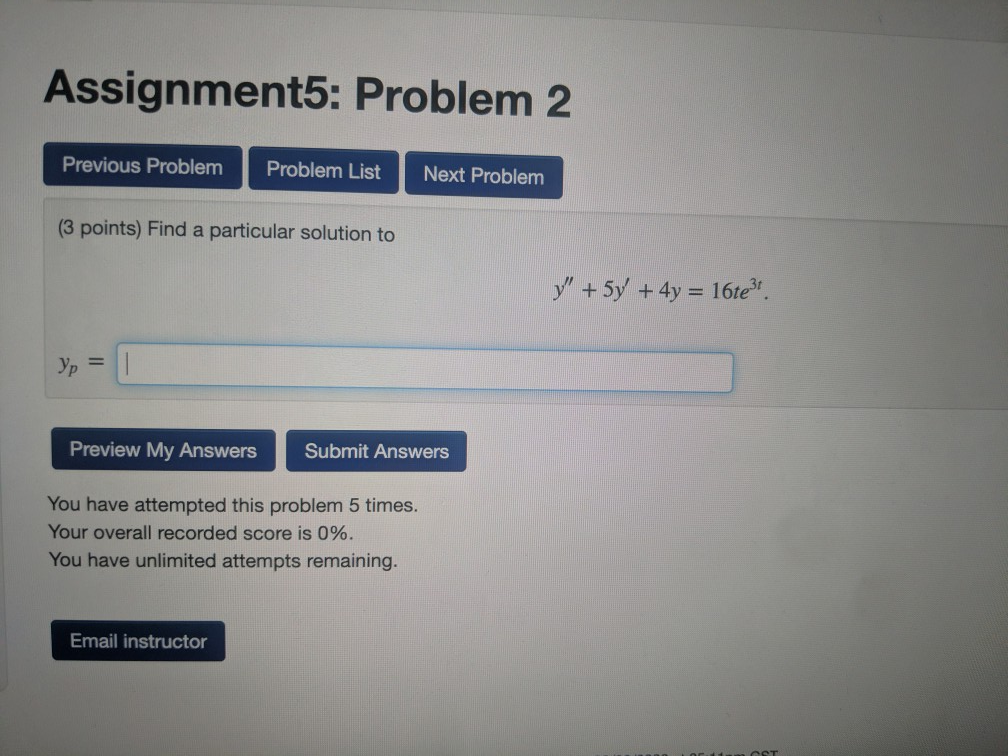 Solved Assignment5: Problem 2 Previous Problem Problem List | Chegg.com