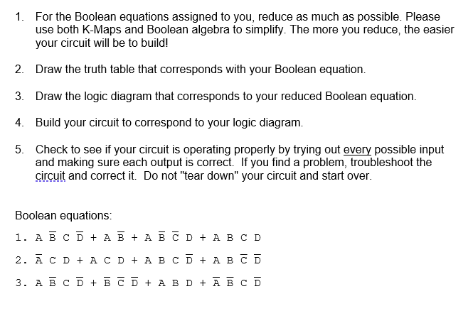 Solved 1. For the Boolean equations assigned to you, reduce | Chegg.com