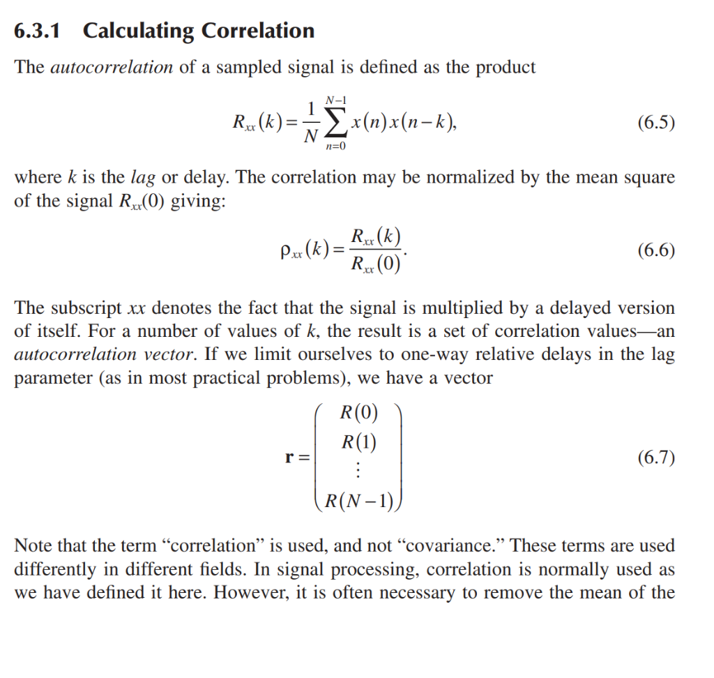 Solved 6.3.1 Calculating Correlation The autocorrelation of | Chegg.com