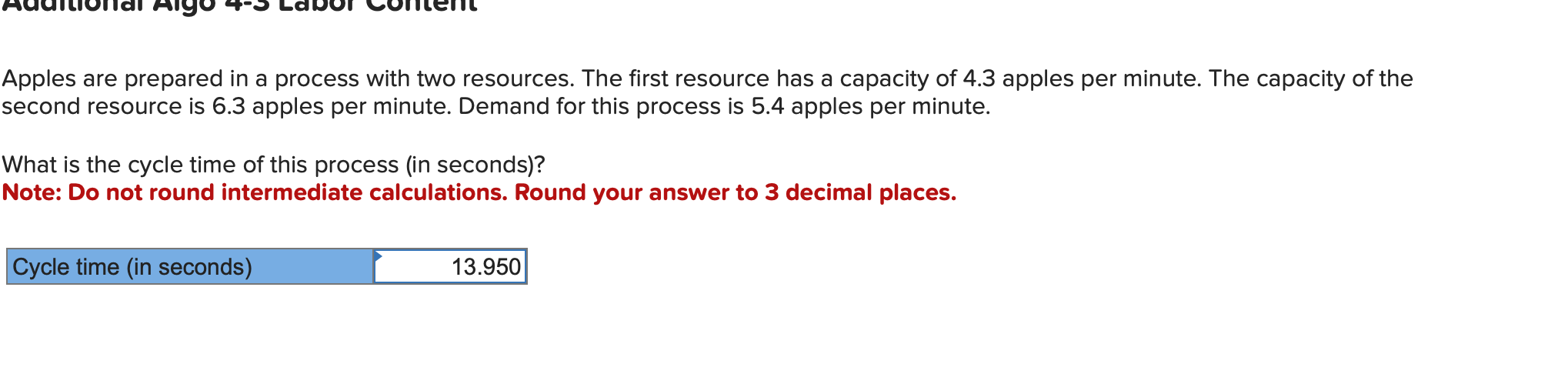 Solved Apples are prepared in a process with two resources. | Chegg.com
