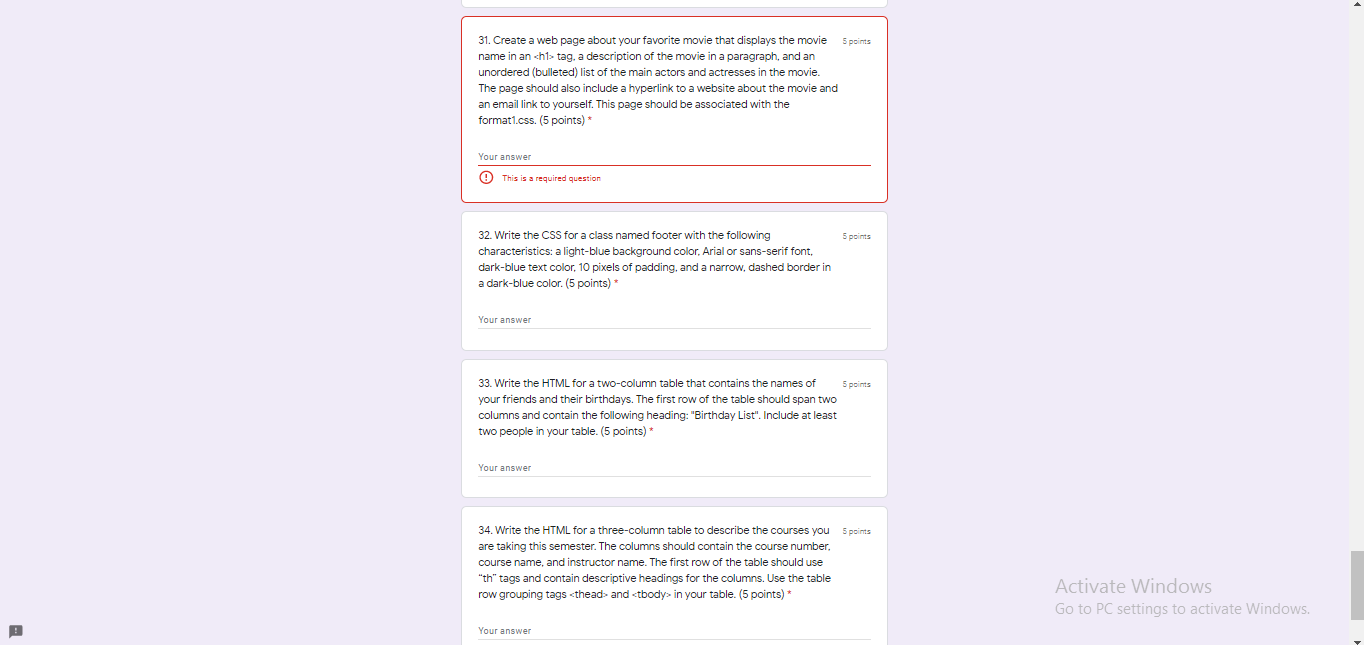 31. Create a web page about your favorite movie that | Chegg.com