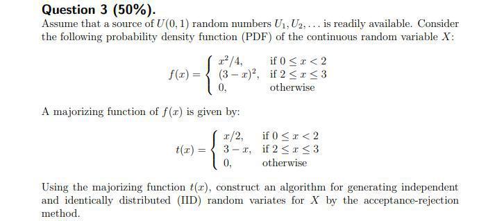 Solved Question 3(50%). Assume that a source of U(0,1) | Chegg.com