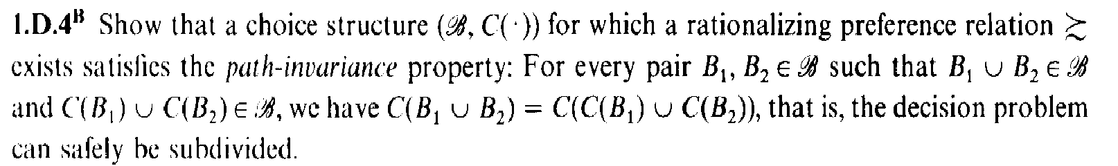 Solved 1.D.4" Show that a choice structure (B, C (-)) for | Chegg.com