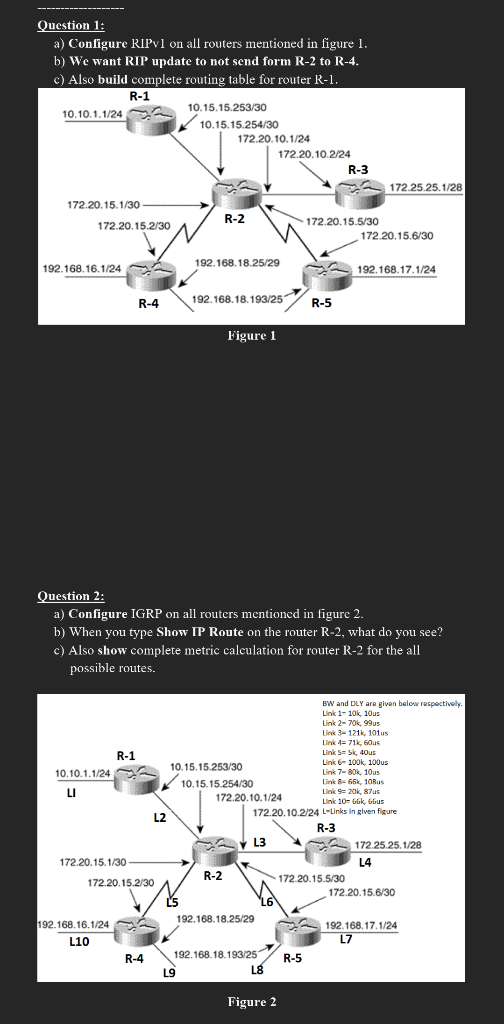 Question 1: a) Configure RIPvl on all routers | Chegg.com