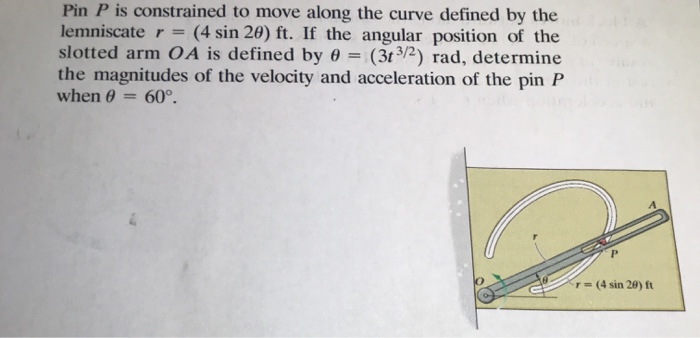 Solved Pin P is constrained to move along the curve defined | Chegg.com