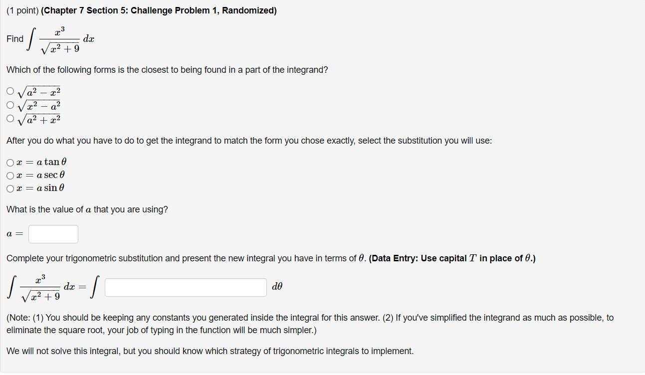 Solved (1 point) (Chapter 7 Section 5: Challenge Problem 1, | Chegg.com