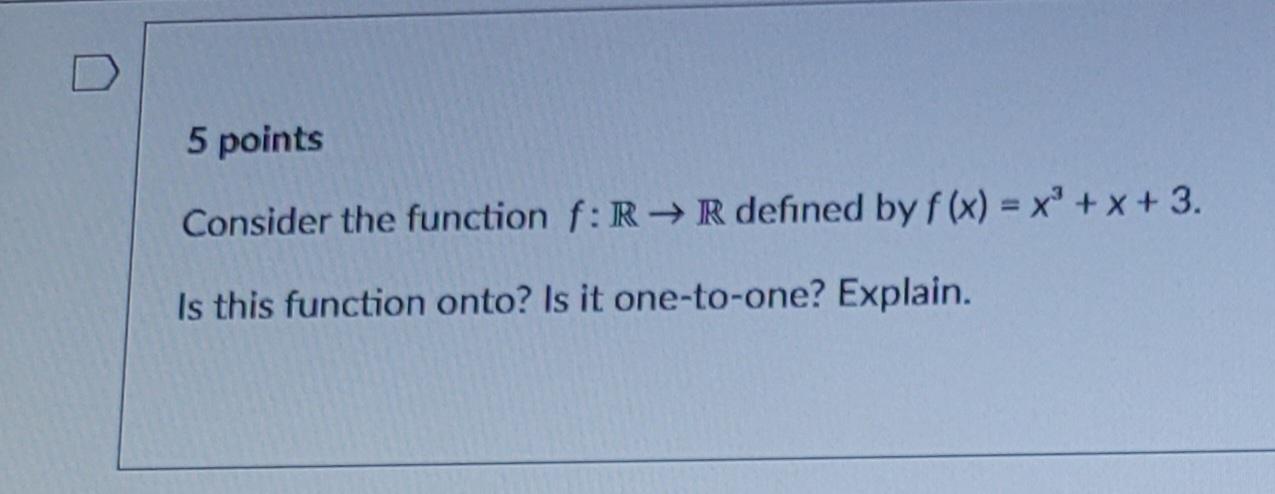 Solved 5 points Consider the function f: R+R defined by f(x) | Chegg.com