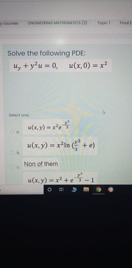 Solved y courses ENGINEERING MATHEMATICS (2) Topic 1 Final E | Chegg.com