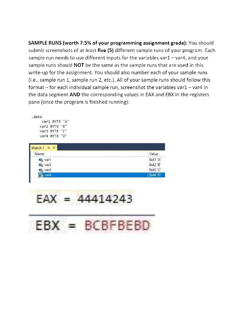 SAMPLE RUNS (worth 7.5% of your programming | Chegg.com