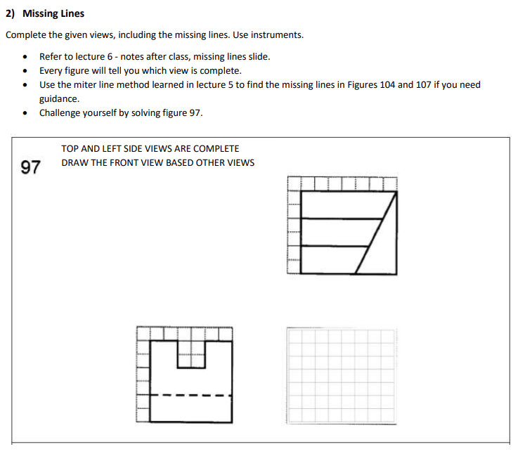 2) Missing Lines Complete the given views, including | Chegg.com
