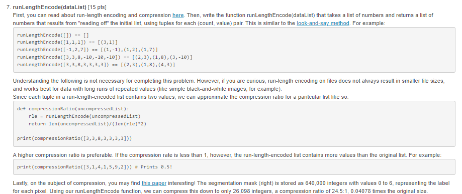 Solved 7 Runlengthencodedatalist 15 Pts First You Can 4940