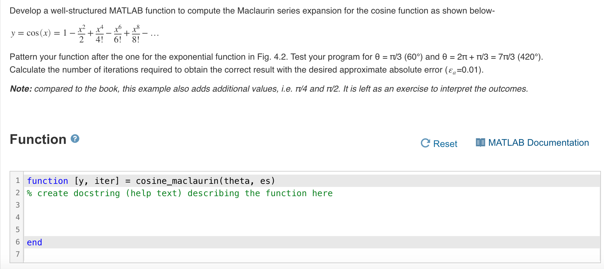 Solved Develop A Well Structured Matlab Function To Compute 