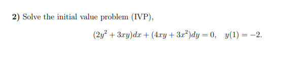 2) Solve the initial value problem (IVP), | Chegg.com